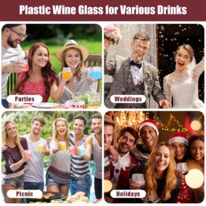 tchrules 24 Pack Plastic Ribbed Wine Glasses, 14oz Stemless Disposable Wine Cups, Clear Unbreakable Outdoor Cocktail Glasses, Heavy Duty Reusable Plastic Drinking Cups for Party Wedding Mimosa Bar