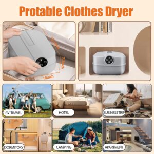 Portable Clothes Dryer, Mini Laundry Dryers, Small Compact Foldable Mini Dryer Machine with Dryer Bag, Dual Speed Mode and Smart Timer Portable Dryer for Travel, Apartment, RV, Dorm