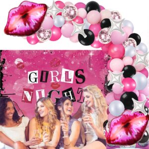 Mean Girls Party Decorations Balloon Garland Mean Girl Cake Topper Girls Night Banner Backdrop for Wedding Bridal Shower Bachelorette Theme Girls Party Decorations