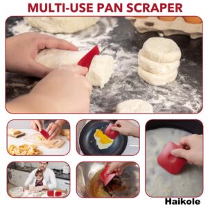 Haikole Pan Scraper 5PCS Plastic Scraper Set,Food Scraper Tool for Cast Iron, Pot and Pan Cleaning,Pan Scraper Tool for Cleaning Grease Burnt Food,Scraper Tool Kitchen (A-Orange Color)