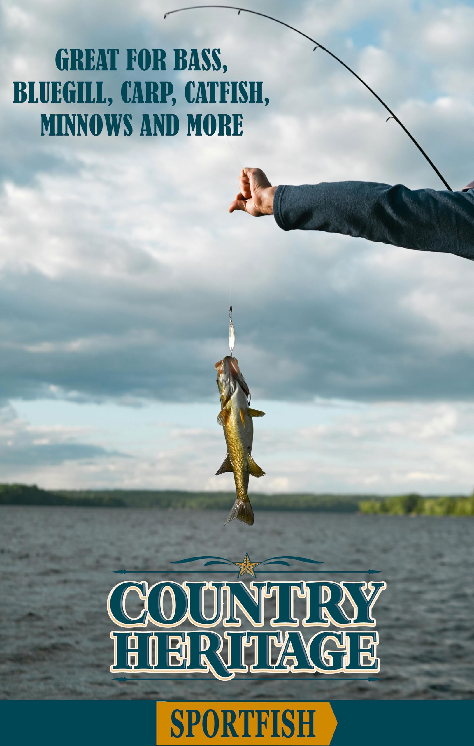 CountryMax Floating Sportfish Game Fish Food 32% Protein for Pond and Lakes, Extruded Feed for Bluegill, Catfish, Minnows, Bass, Carp (7 Pounds)