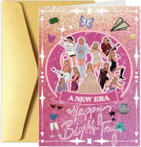 byqone funny birthday card styles for fans- singer happy birthtay foldable bling style - great sweet birthday gifts for women girls her him men for fans - includes 5x7 card with envelope