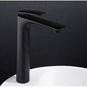 WOOWSHINE Kitchen Taps Kitchen Tap Kitchen Tap Bathroom Faucet Black Solid Brass Bathroom Solid Basin Mixer Tap Hot & Cold Bath Single Handle Sink Waterfall Taps,Sink Faucet, ki-635