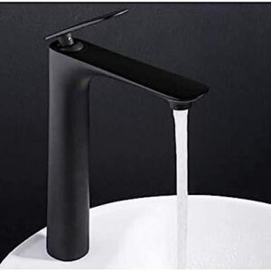 WOOWSHINE Kitchen Taps Kitchen Tap Kitchen Tap Bathroom Faucet Black Solid Brass Bathroom Solid Basin Mixer Tap Hot & Cold Bath Single Handle Sink Waterfall Taps,Sink Faucet, ki-635