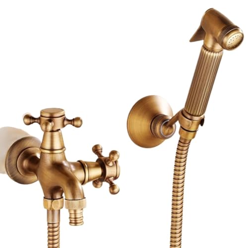 FANCUF Hand Held Bidet Spray Shower Set Copper Bidet Sprayer Lano Toilet Bidet Faucet Lavatory, lingsad-0236