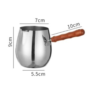 Generic Elegant Stainless Steel Turkish Coffee Pot with Wooden Handle, 420ml, Silver