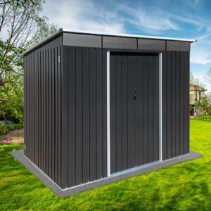 HOMLOVLY 8FT x 6FT Sheds Outdoor Storage Shed,Metal Garden Shed,Waterproof Garden Storage Tool Shed with Lockable Door,for Bike Backyard Patio,Lawn and Outside,Black