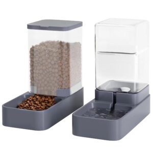 tokenkuko automatic cat feeder and water dispenser with pet food bowl,gravity food feeder and waterer dispenser in set for small medium dog puppy kitten rabbit bunny large capacity(3.3l x 2)