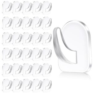 gjinxi 30 pcs clear adhesive wall hooks for hanging, heavy duty removable hooks, plastic small acrylic sticky hangers, hanging hooks with no damage sticker for home kitchen bathroom bedroom office