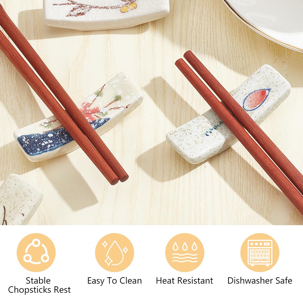 beinkmake 8Pcs Japanese Chopstick Rest Ceramic Chopstick Holder for Dinner Spoons Forks Paint Brushes Table Decoration