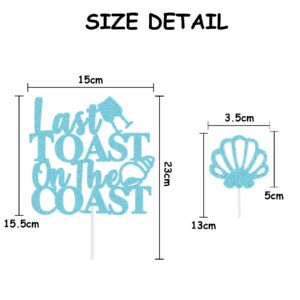 Last Toast on the Coast Bachelorette Decorations - Last Toast On The Coast Banner Cake Cupcake Toppers, Bachelorette Party Banner Garland Blue for Bridal Shower Decorations Party Supplies