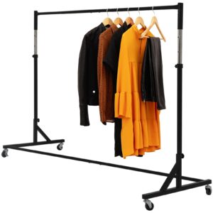 albad z rack, commercial z base garment rack, heavy duty adjustable rolling clothes rack with 300lbs capacity, industrial pipe clothing rack on wheels with brakes, portable z rack for hanging clothes