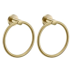 pynsseu brushed gold towel ring for bathroom 1 pack, kitchen bath towel holder hangers wall mount heavy duty storage stainless steel. 2 pack