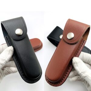 Folding Blade Pocket Knife Sheath 5 Inch Leather Knife Sheath Leather Case with Snap Closure Belt Loop Case Leather Pouch Folding Knife Sheath Holder