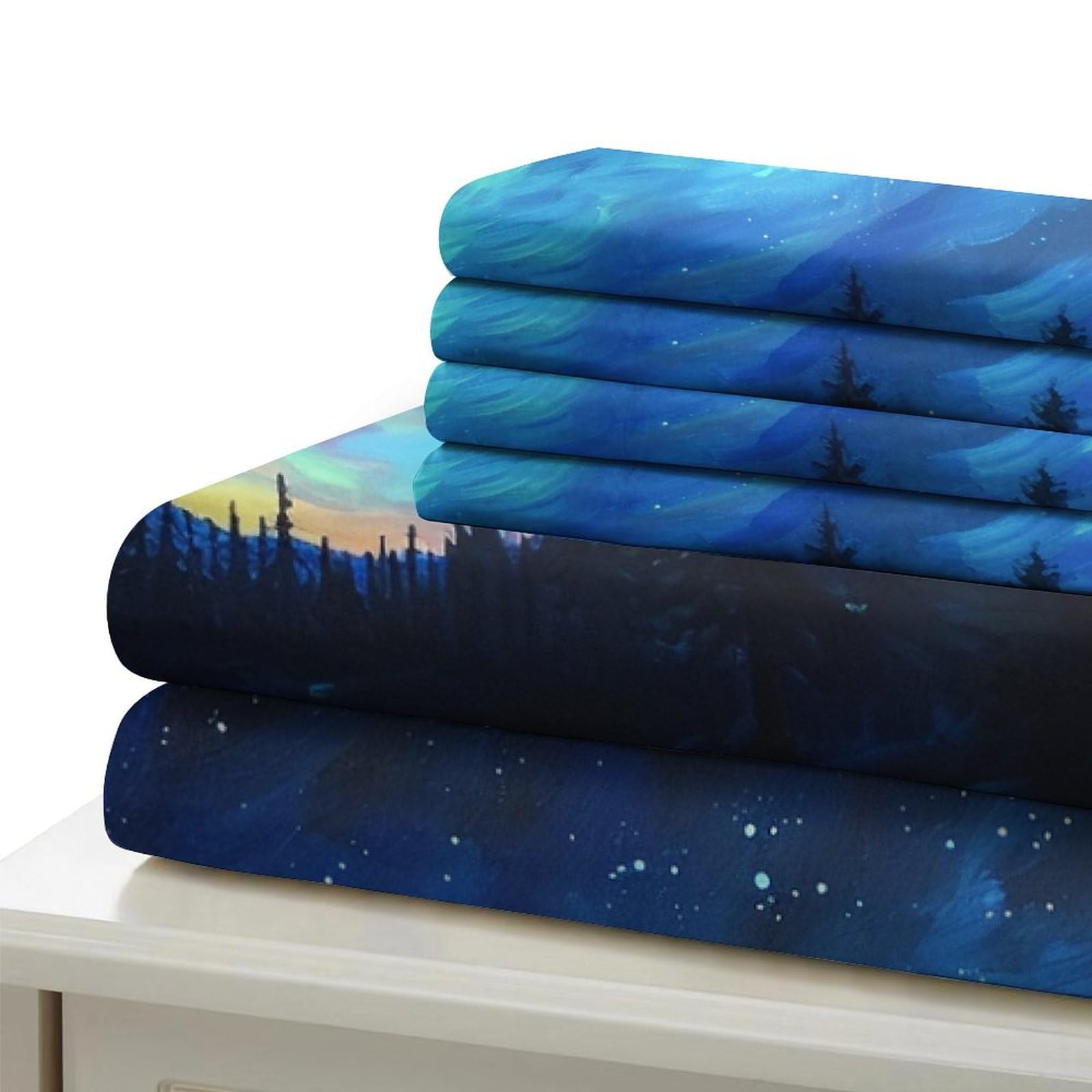 MIMIBEDDING Northern Lights for Boys Girls Comforter Covers 3D Print Blue Quilt Cover Duvet Cover with Pillow Cases Bedding Set Soft Microfiber with Zipper Closure 3 Pieces Queen（228x228cm）