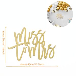 Golden Miss to Mrs Sign Wood Party Banner for Bridal Shower Decor, Bachelorette Party Backdrop, Engagement, Wedding, Couples, Greenery Hedge Wall, Photo Backdrop