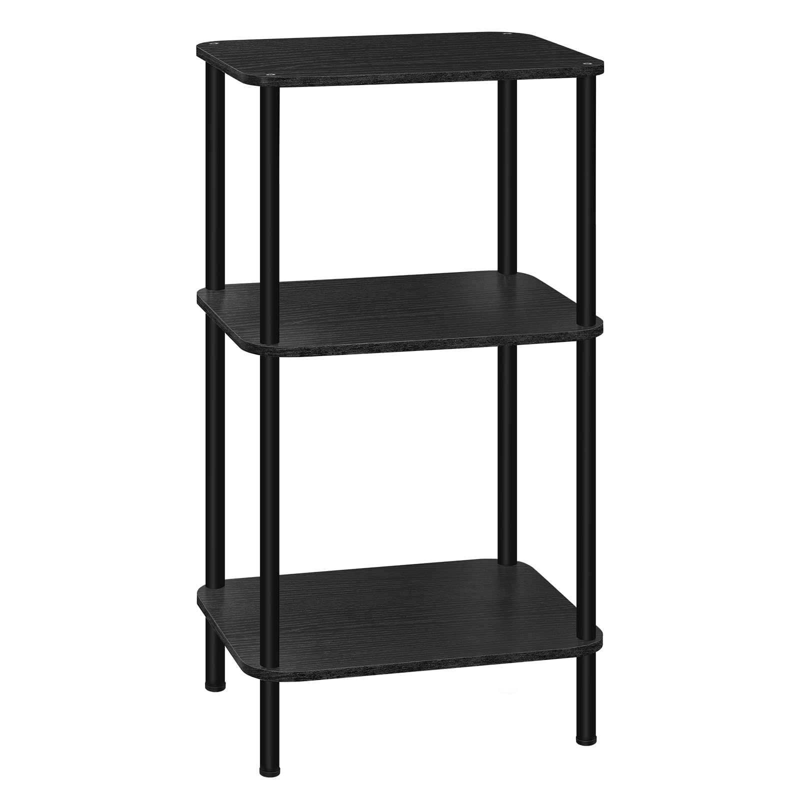 smusei 3 Tier Small End Table Tall Telephone Table with Storage Shelves Black Side Table for Small Spaces Tall Night Stand Table for Bedroom, Living Room, Office, Sofa Couch