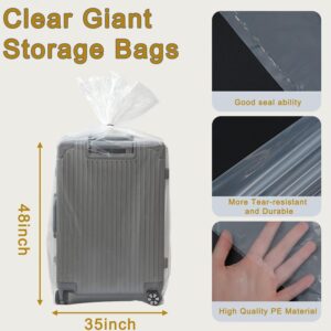 4 Pcs Large Clear Plastic Bags, 40" x 60" Dustproof Large Storage Bags, Moistureproof Giant Extra Luggage Storage Bags for Luggage, Suitcase,Furniture(Include 4 Ribbons)