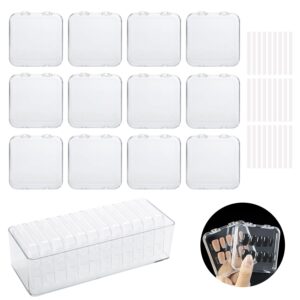 LUCKJUJU 12 Pcs 2.75" Press On Nail Storage Box Container False Nail Organizer Acrylic Display Case Packaging Box with Adhesive Double Sided Tape for Nail Art (Not Included Press On Nail)