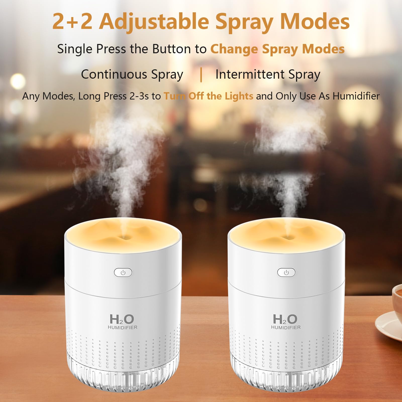 HOTBAG Portable Mini Humidifier For Plants Indoor 500ml Small Cool Mist Humidifier Usb Rechargeable Mini Humidifier For Desk Travel Office Home Nursery Auto Shut-Off 2 Mist Modes With Night Light