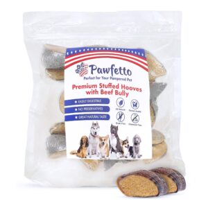 pawfetto beef bully cow hooves for dogs, tasty dental treats for dog chews long lasting natural dog products, individually wrapped (pack of 10) 54813