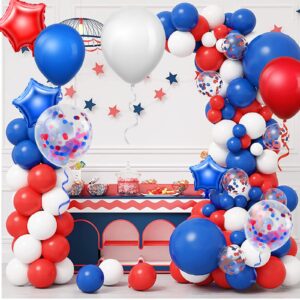 RMIURCO 100 PCS Red White Blue Balloons Kit Multicolor balloon Latex Balloons Confetti Balloons for Graduation, Easter Birthday, Bridal Shower, Wedding,Balloon set