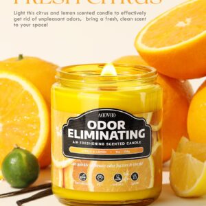 AOOVOO Citrus Lemon Odor Eliminating Highly Fragranced Candle - Eliminates 95% of Pet, Smoke, Food, and Other Smells Quickly, Wood Wick Air Freshing Soy Candle, 9 oz Up to 50 Hours Burn time