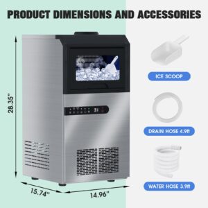 ADVWIN Commercial Ice Maker Machine, 100Lbs/24H with 33Lbs Storage Bin, 45Pcs Clear Ice Cubes in 5Mins, 2-Way Add Water, Under Counter Freestanding Ice Maker for Home