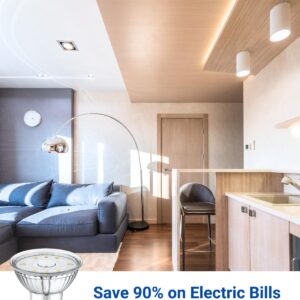 NUOVA GERMANY GU10 LED Light Bulbs Non-Dimmable, 4000K Natural White GU10 Bulb, 5W LED Bulbs with 100°Flood Beam Lighting for Kitchen, Range Hood, Living Room, Bedroom, 6 Pack