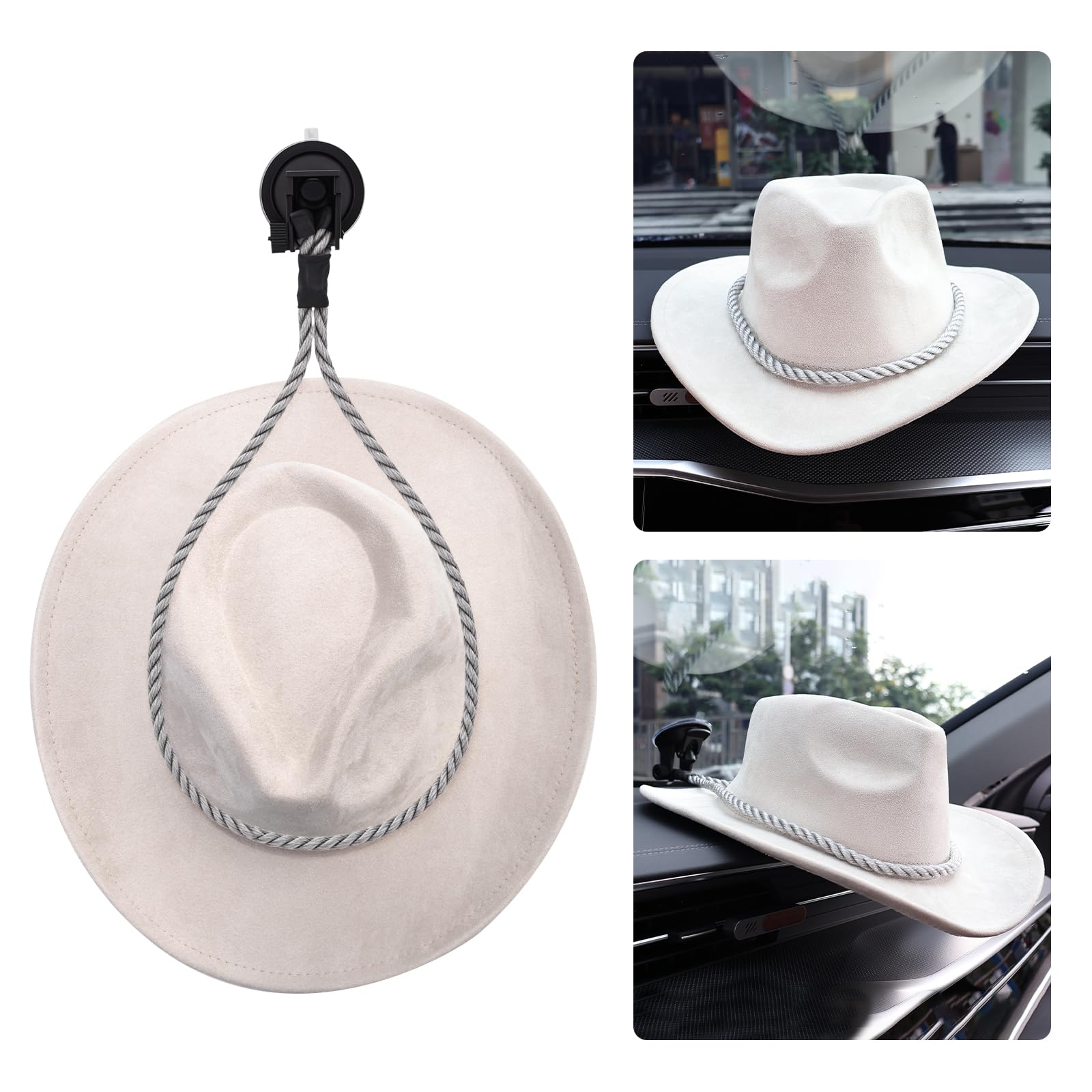 Cowboy Hat Holder, Cowboy Hat Mounts with Suction Cup, Cowboy Hat Rack for Your Vehicle, Cowboy Hat Hanger Car Accessories for Dashboard Car SUV Trucks Home Door(Grey)