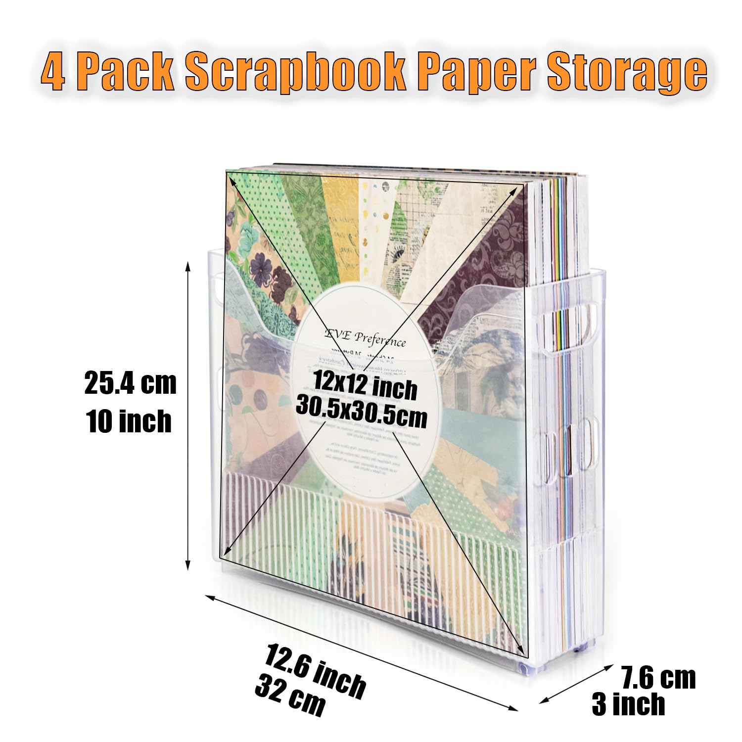 Cobenga 4 Pcs Scrapbook Paper Storage with Wheels, Plastic Portable Scrapbook Storage Bin for 12" x 12" Paper, Portable File Organizer with Built-in Handle, Functional Magazine Holder Paper Rack