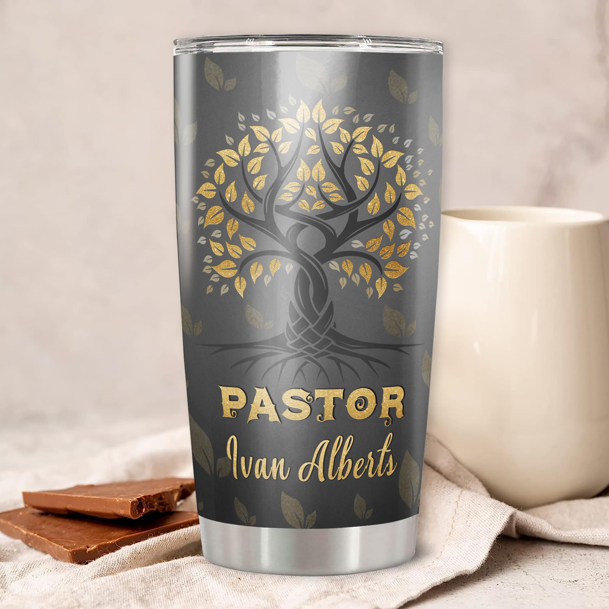 Pastor Gifts for Men Personalized Tumbler Custom Name Insulated Cup Travel Coffee Mug with Lid Stainless Steel 20 30 oz Religious Appreciation Gift for Pastors