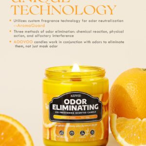 AOOVOO Citrus Lemon Odor Eliminating Highly Fragranced Candle - Eliminates 95% of Pet, Smoke, Food, and Other Smells Quickly, Wood Wick Air Freshing Soy Candle, 9 oz Up to 50 Hours Burn time