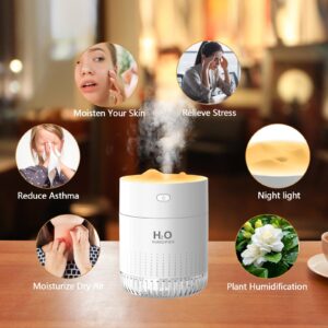 HOTBAG Portable Mini Humidifier For Plants Indoor 500ml Small Cool Mist Humidifier Usb Rechargeable Mini Humidifier For Desk Travel Office Home Nursery Auto Shut-Off 2 Mist Modes With Night Light