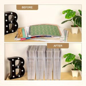 Cobenga 4 Pcs Scrapbook Paper Storage with Wheels, Plastic Portable Scrapbook Storage Bin for 12" x 12" Paper, Portable File Organizer with Built-in Handle, Functional Magazine Holder Paper Rack