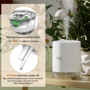 HOTBAG Portable Mini Humidifier For Plants Indoor 500ml Small Cool Mist Humidifier Usb Rechargeable Mini Humidifier For Desk Travel Office Home Nursery Auto Shut-Off 2 Mist Modes With Night Light