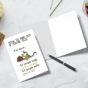 Funny Birthday Card for Him Her, Hilarious Birthday Cards for Men Women, Snarky Humor Birthday Card for Friends, How to Find Out If You're Old, Fall Down...