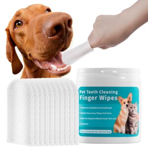 okammy dog teeth cleaning dental wipes - reduces plaque & freshens breath finger wipes, disposable gentle cleaning & gum care pet wipes - 50 pcs