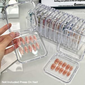 LUCKJUJU 12 Pcs 2.75" Press On Nail Storage Box Container False Nail Organizer Acrylic Display Case Packaging Box with Adhesive Double Sided Tape for Nail Art (Not Included Press On Nail)