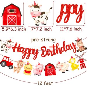 Farm Birthday Party Decorations Red Farm Happy Birthday Banners Farm Animal Party Decorations for Farm Barnyard Birthday Party Barn Theme Baby Shower Supplies