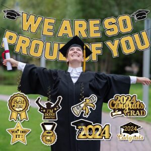 Graduation Party Decorations of 2024,Class Backdrop Banner,Graduation Party Decorations College Graduation Decorations Class of 2024 Party Supplies (Gold)