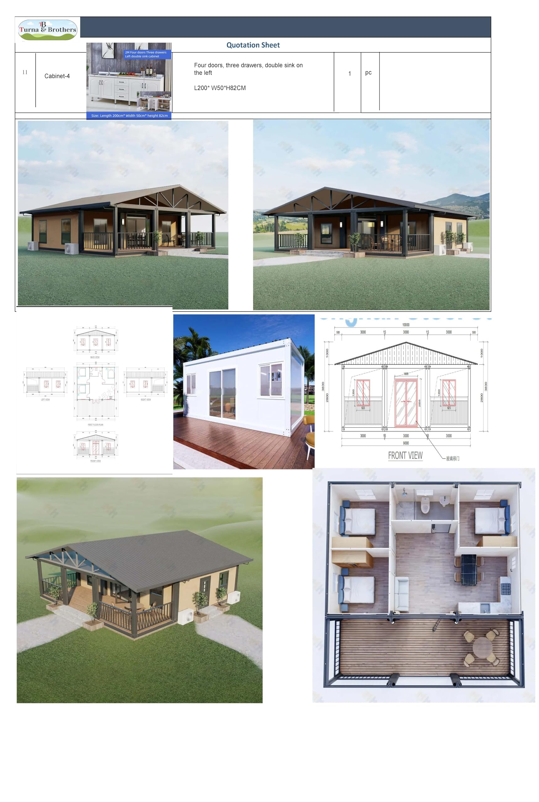 Detachable Container House, Luxury Villa Removable House, Portable House, Prefab Houses, Container House, Gest House,Restaurant, Bar, Hotel, Warehouse, Hospital, Apartment. (Green)