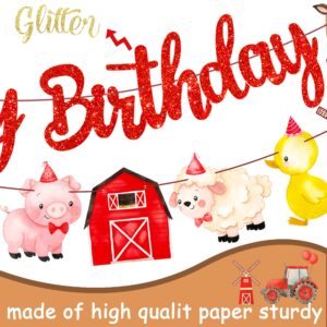 Farm Birthday Party Decorations Red Farm Happy Birthday Banners Farm Animal Party Decorations for Farm Barnyard Birthday Party Barn Theme Baby Shower Supplies