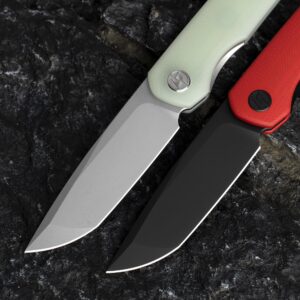 OLITANS G047 Front Flipper Folding Knife 3.0" Sandvik 14C28N Blade White G10 Handle Camping Pocket Knife With Deep Carry Clip Outdoor EDC (Pink W)