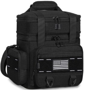 tenkist expandable tactical lunch box, large insulated lunch cooler bag heavy duty leakproof lunch pail for men adults work office outdoor picnic trips,16l,black