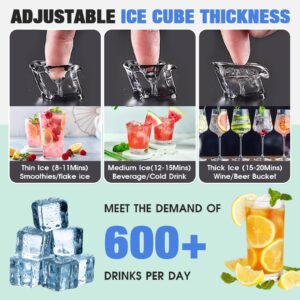 ADVWIN Commercial Ice Maker Machine, 100Lbs/24H with 33Lbs Storage Bin, 45Pcs Clear Ice Cubes in 5Mins, 2-Way Add Water, Under Counter Freestanding Ice Maker for Home