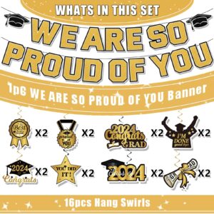 Graduation Party Decorations of 2024,Class Backdrop Banner,Graduation Party Decorations College Graduation Decorations Class of 2024 Party Supplies (Gold)