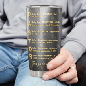 Pastor Gifts for Men Personalized Tumbler Custom Name Insulated Cup Travel Coffee Mug with Lid Stainless Steel 20 30 oz Religious Appreciation Gift for Pastors