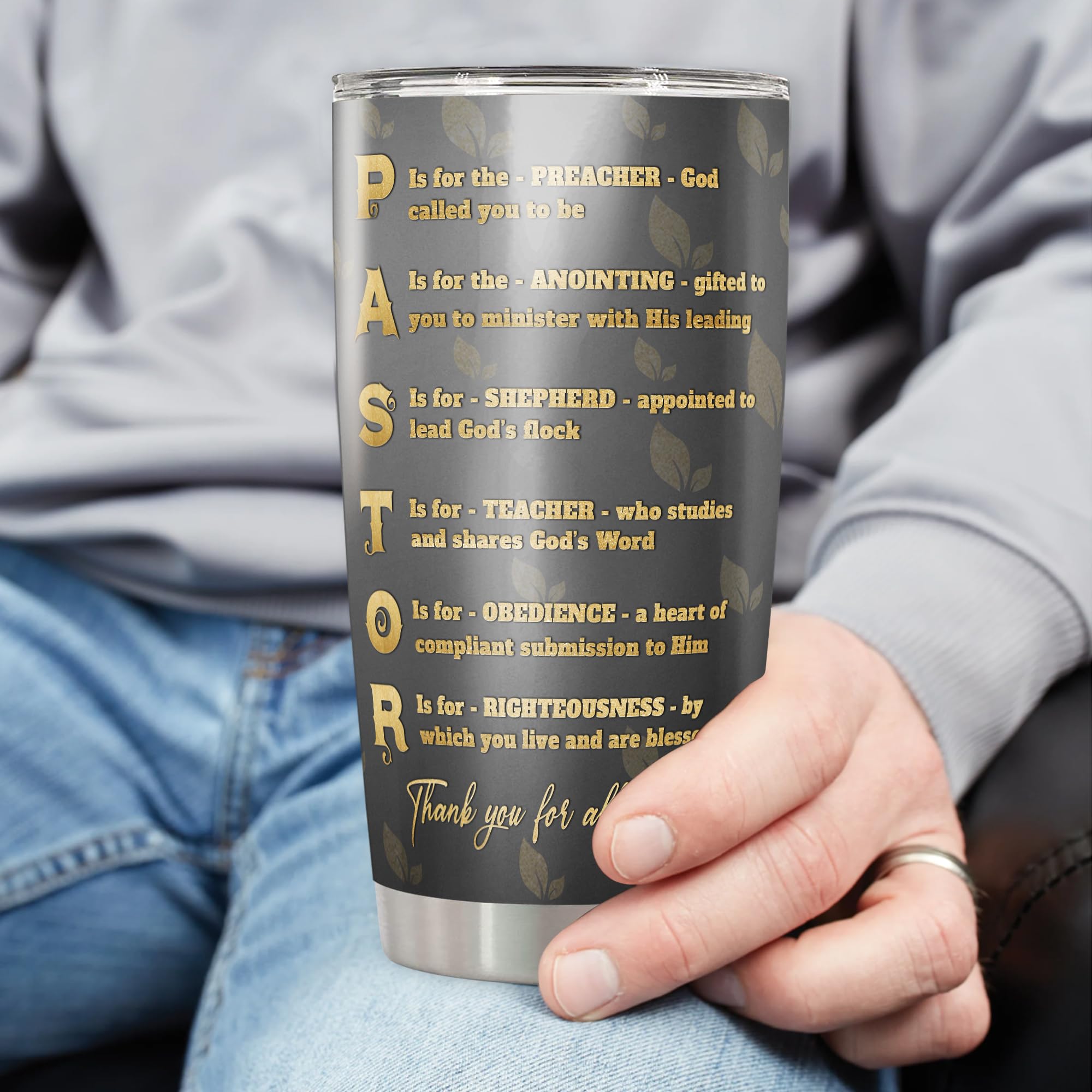 Pastor Gifts for Men Personalized Tumbler Custom Name Insulated Cup Travel Coffee Mug with Lid Stainless Steel 20 30 oz Religious Appreciation Gift for Pastors