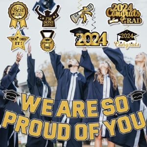 Graduation Party Decorations of 2024,Class Backdrop Banner,Graduation Party Decorations College Graduation Decorations Class of 2024 Party Supplies (Gold)